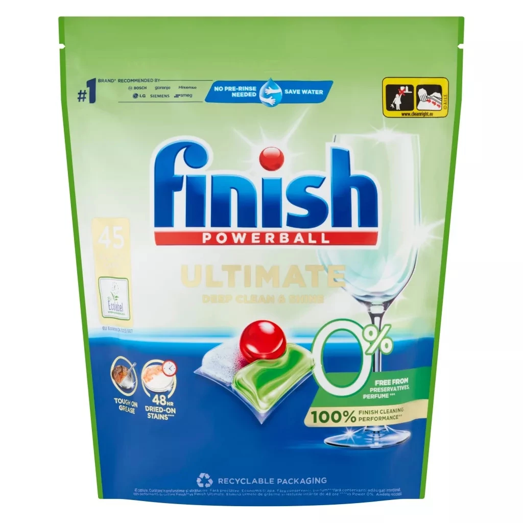 Finish Ultimate All in 1 Zero mosogatógép-kapszula (45 db) EcoLabel ...